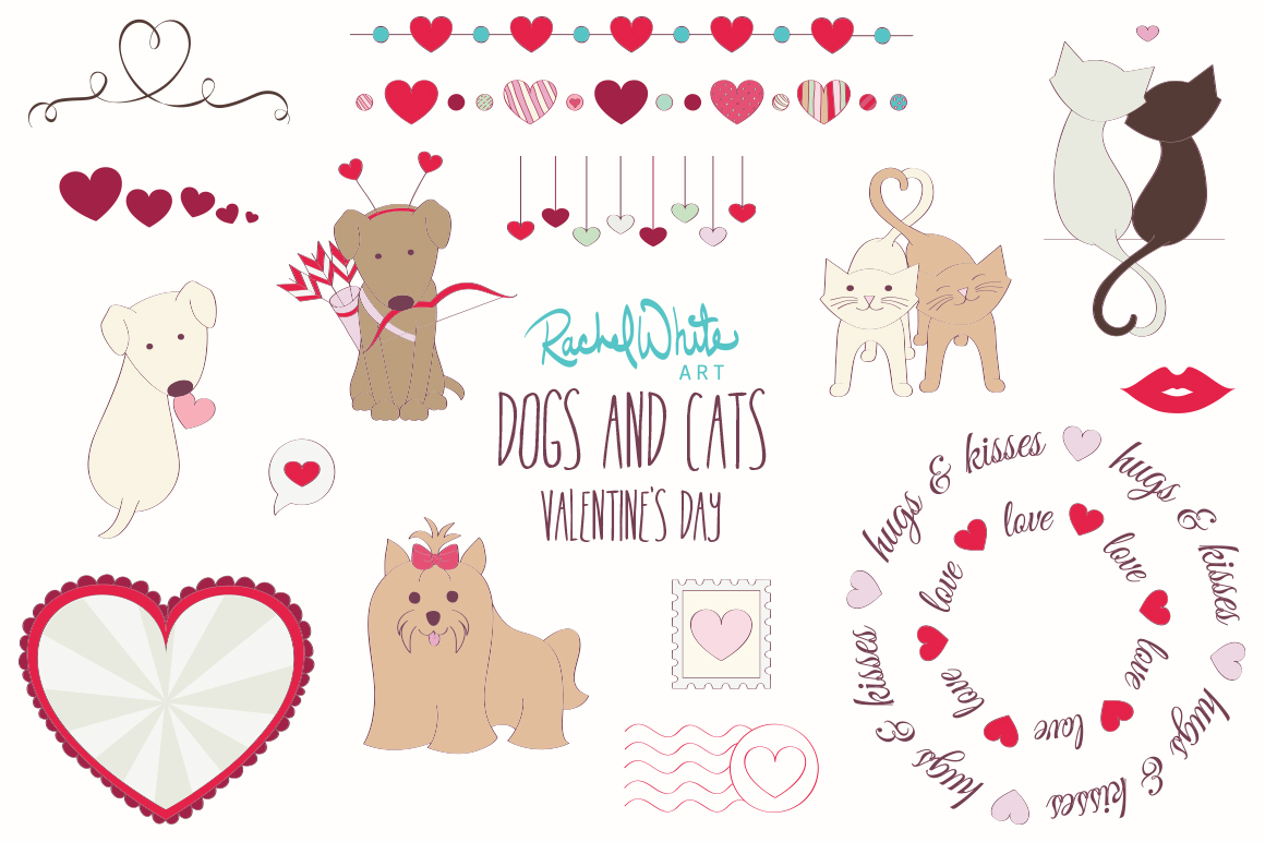 Dogs & Cats, Valentine's Day, Vector ~ Illustrations on Creative Market