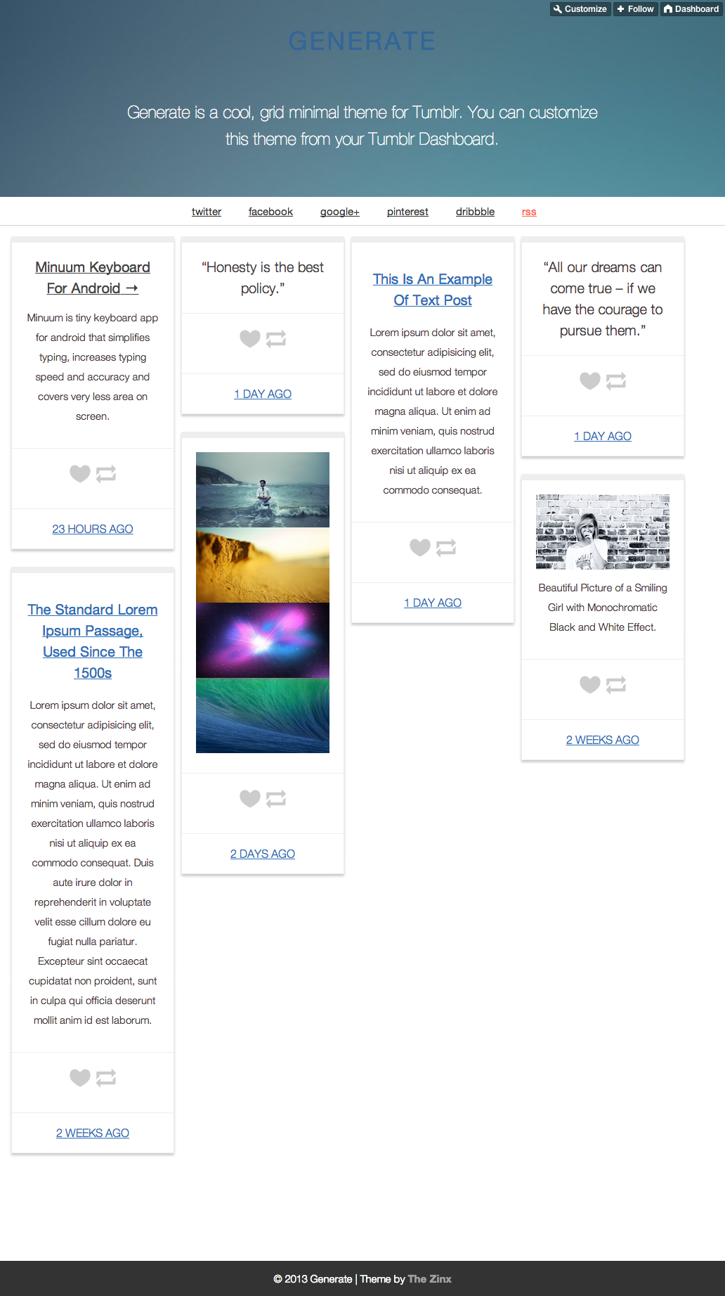 Generate - Simple Grid Tumblr Theme ~ Tumblr Themes on Creative Market