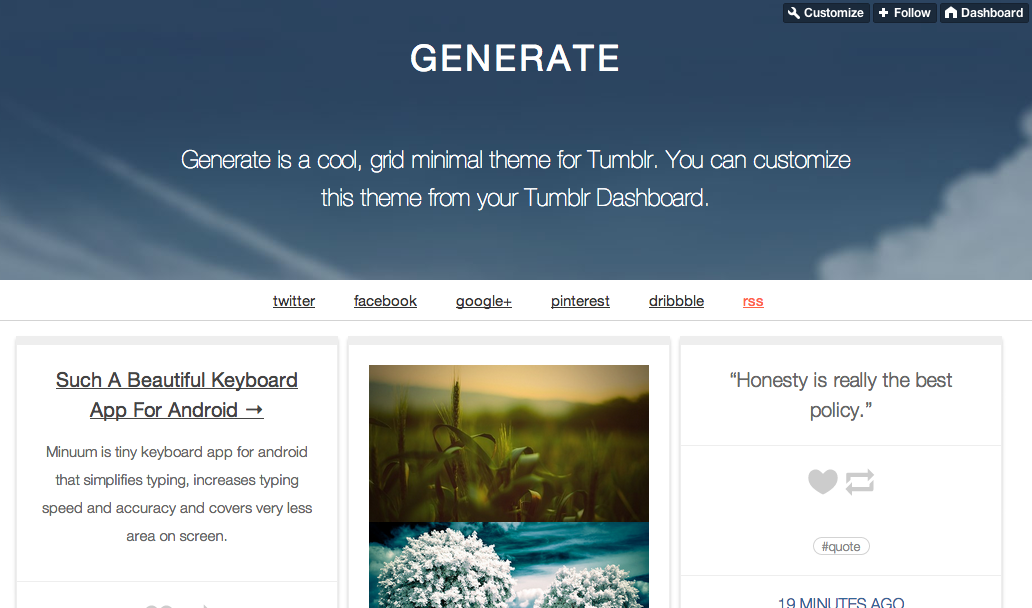 Generate - Simple Grid Tumblr Theme ~ Tumblr Themes on Creative Market