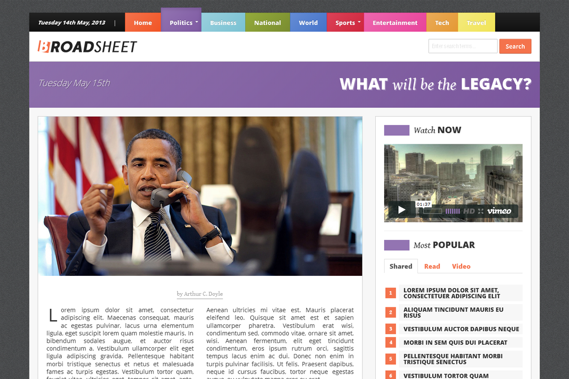 Broadsheet - Newspaper Theme ~ Bootstrap Themes on Creative Market