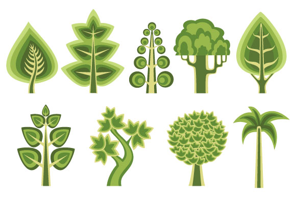 Trees vector set ~ Illustrations on Creative Market