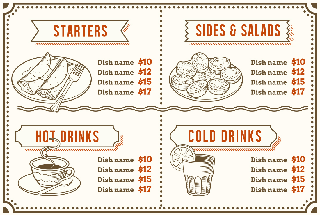 Editable Restaurant Menu Template Stationery Templates On Creative Market Editable Restaurant Menu Template Stationery Templates On Creative Market