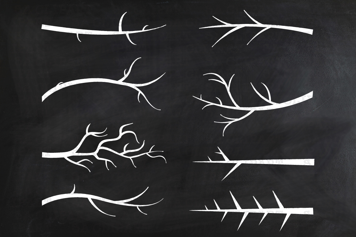 Chalkboard Branch SilhouettesClipart ~ Illustrations on Creative Market