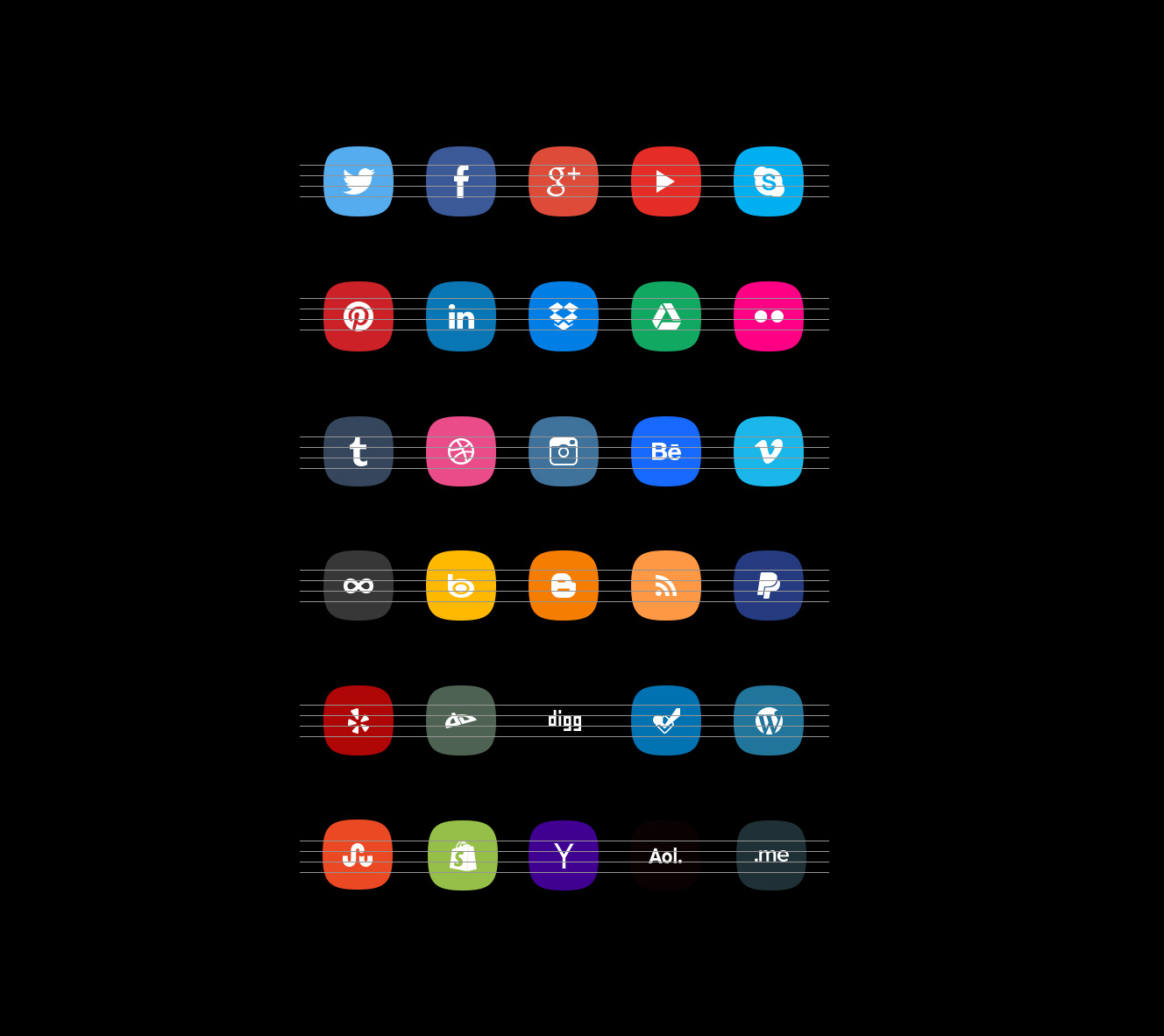 Color PSD Social Icons ~ Icons on Creative Market