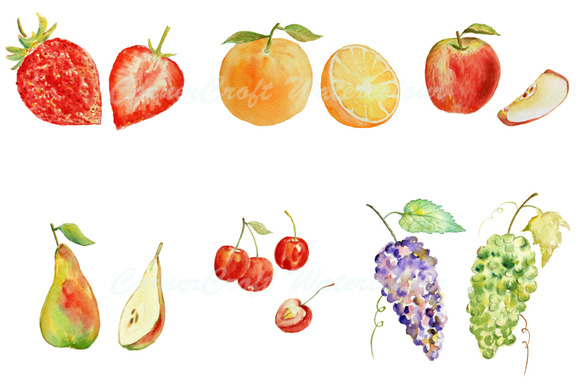 Watercolor Fruit Clipart - Set 1 ~ Illustrations on Creative Market