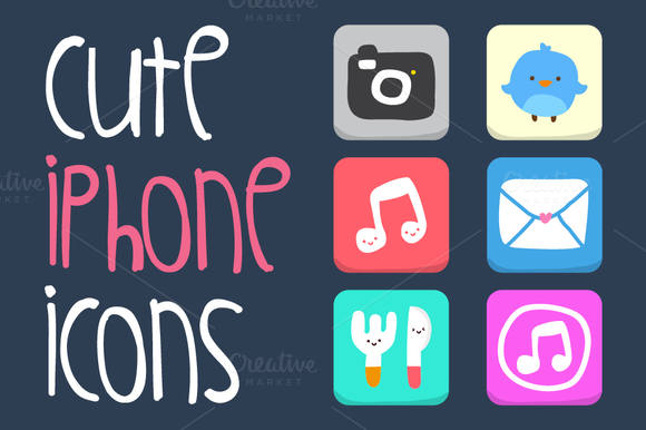 Cute iPhone Icons ~ Icons on Creative Market