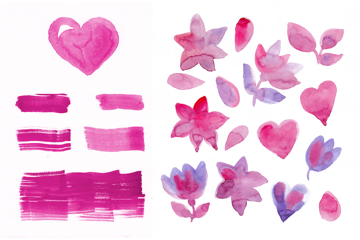 Watercolor hearts set ~ Illustrations on Creative Market