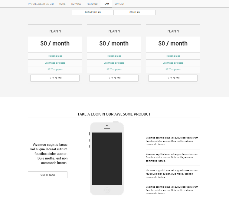 Simple landing app page Bootstrap 3 ~ Website Templates on Creative Market
