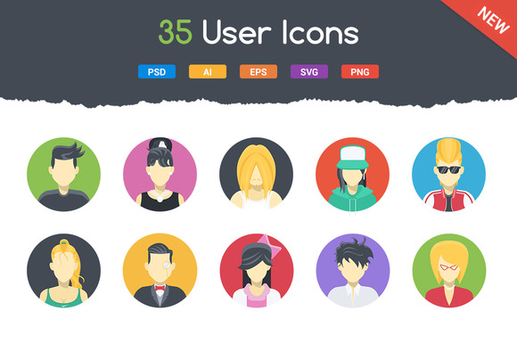 35 Flat User Icons ~ Icons on Creative Market