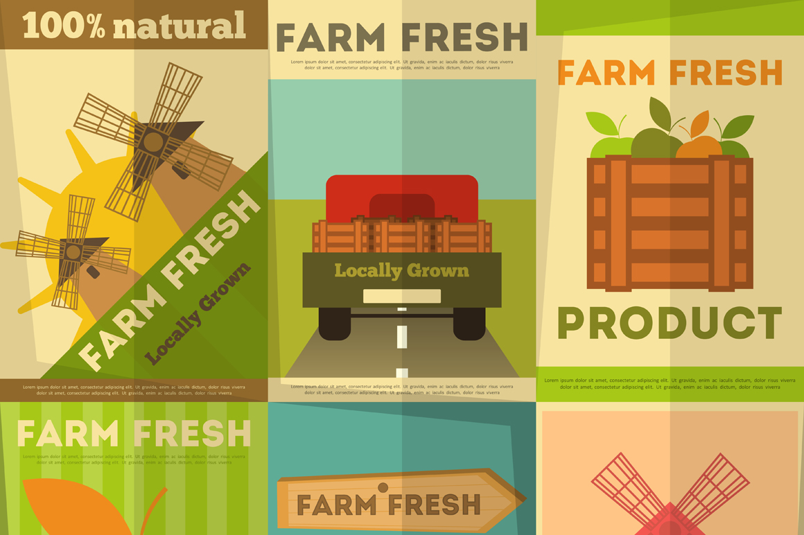 Set of Posters Farm Fresh ~ Illustrations on Creative Market