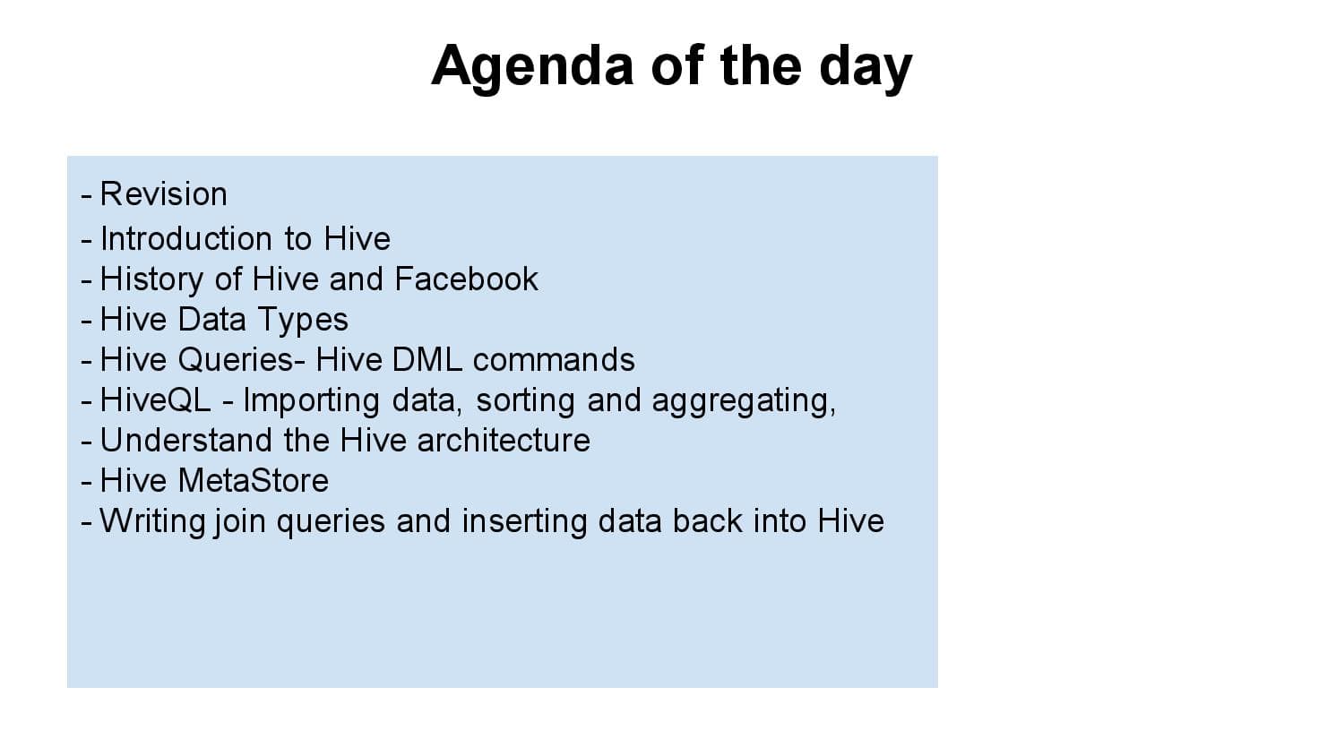 Hadoop Component Hive, Online Hadoop Course