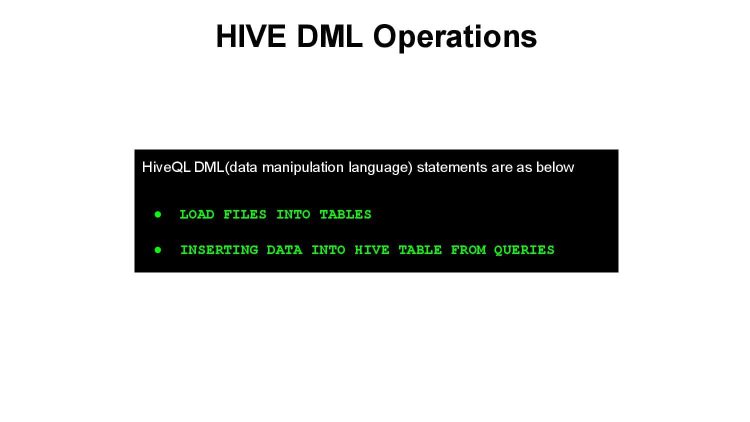 Hadoop Component Hive, Online Hadoop Course