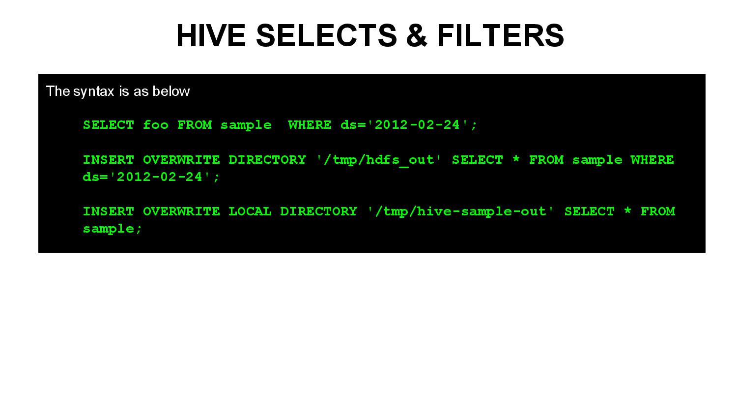 Hadoop Component Hive, Online Hadoop Course