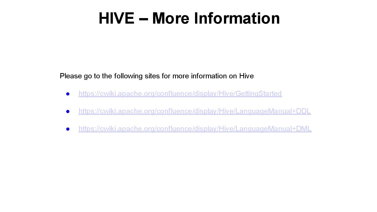 Hadoop Component Hive, Online Hadoop Course