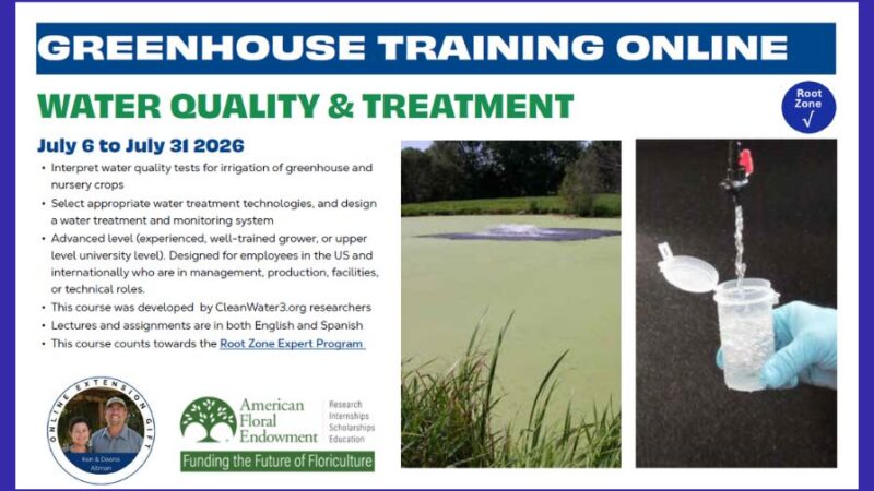 2026 Greenhouse Training Online Continues with "Water Quality and ...