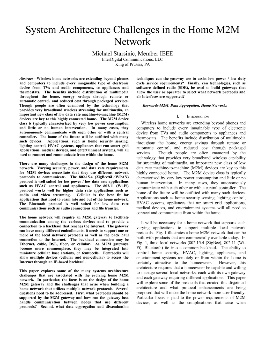 System Architecture Challenges in the Home M2M Network | InterDigital.com