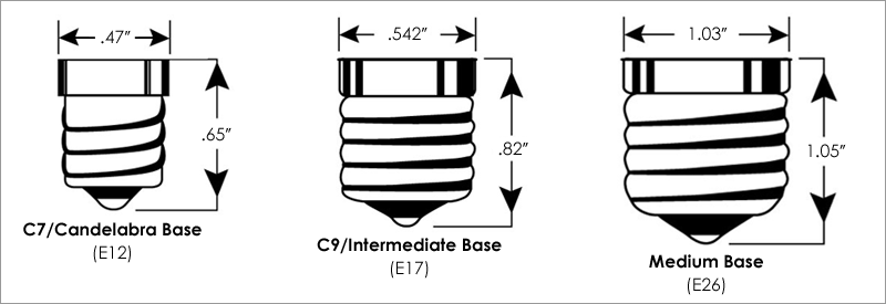 E12 Bulb Base Dimensions Of