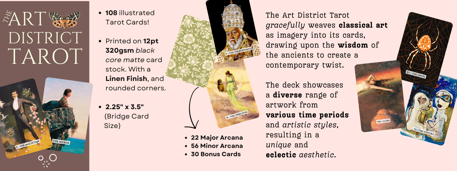 The Art District Tarot - BRIDGE Size - ROSE EDITION
