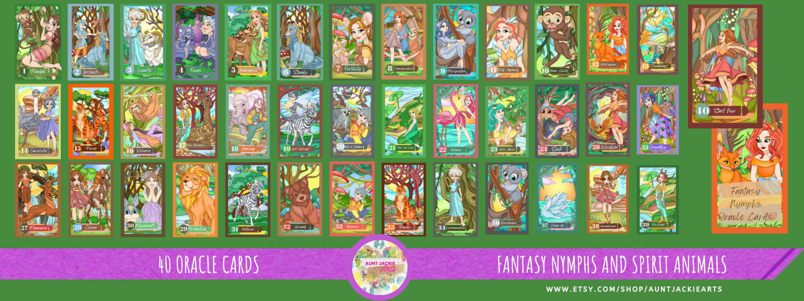 Fantasy Nymphs and Spirit Animals Oracle Card Deck & Bag Set