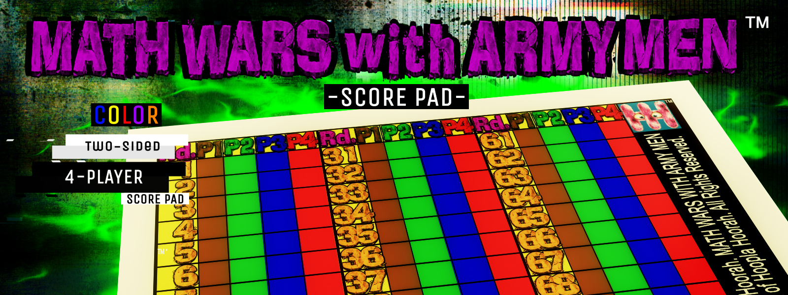 MATH WARS with ARMY MEN Score Pad (4 Player - Color)