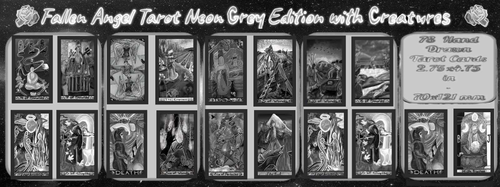 Fallen Angel Tarot Black and White Small Creatures Edition