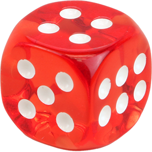 D6, 12mm, Transparent Red