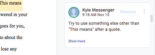 Peer Review Screenshots – Kyle Messenger’s Site