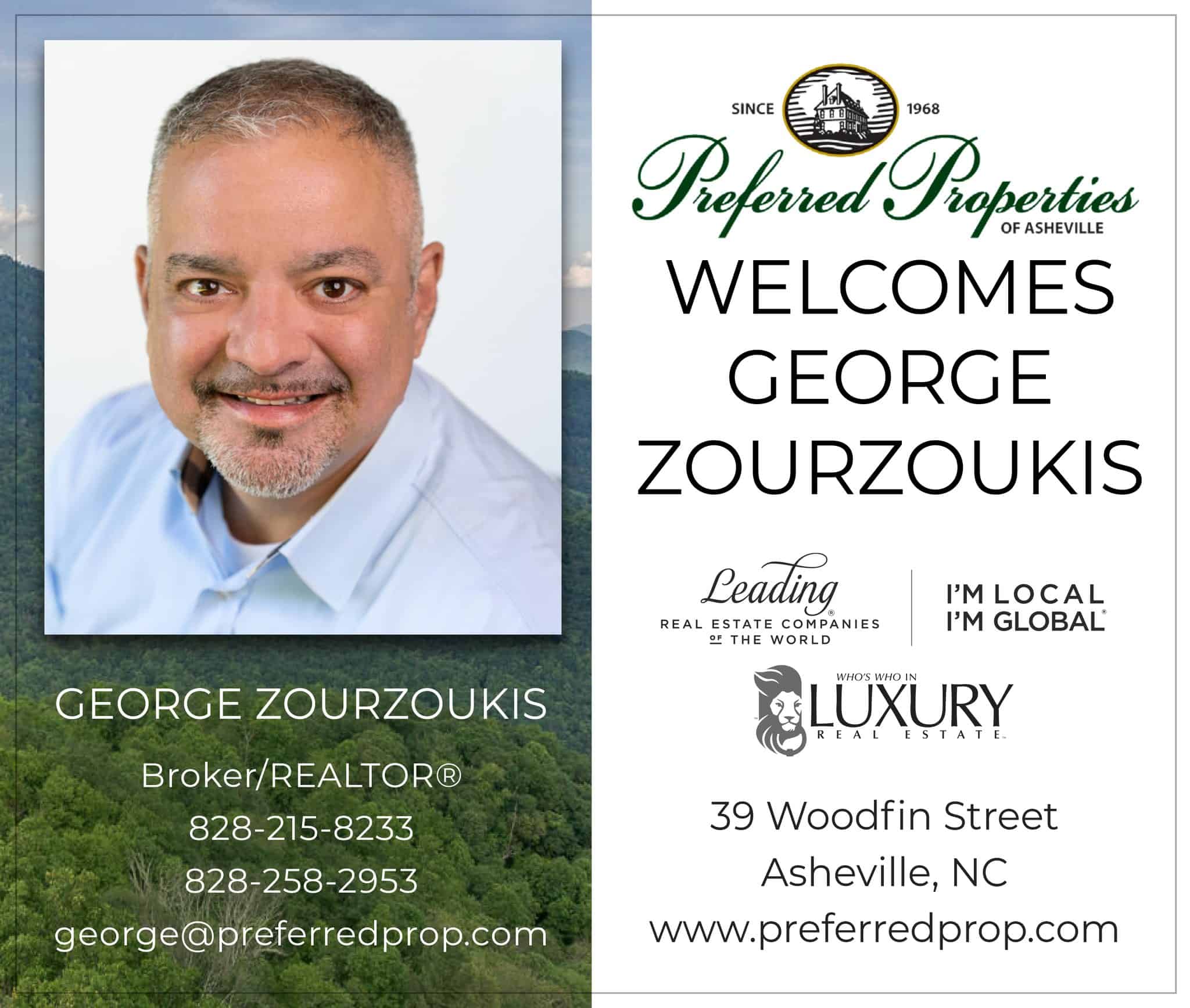 Welcome agent George Zourzoukis to our downtown Asheville office ...