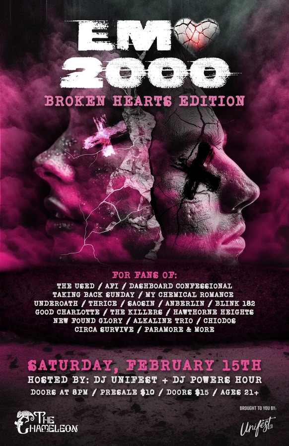 Emo 2000 | Broken Heart Edition | Feb 15th | The Chameleon | Handstamp