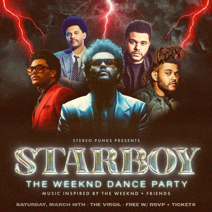 Starboy: The Weeknd Dance Party | Mar 16th | The Virgil | Handstamp