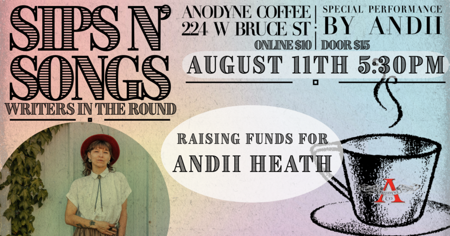 Sips N' Songs | Aug 11th | Anodyne Coffee Roasting Co. | Handstamp