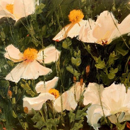 "White Cloud Poppies plein air poppy..." by Robin Weiss