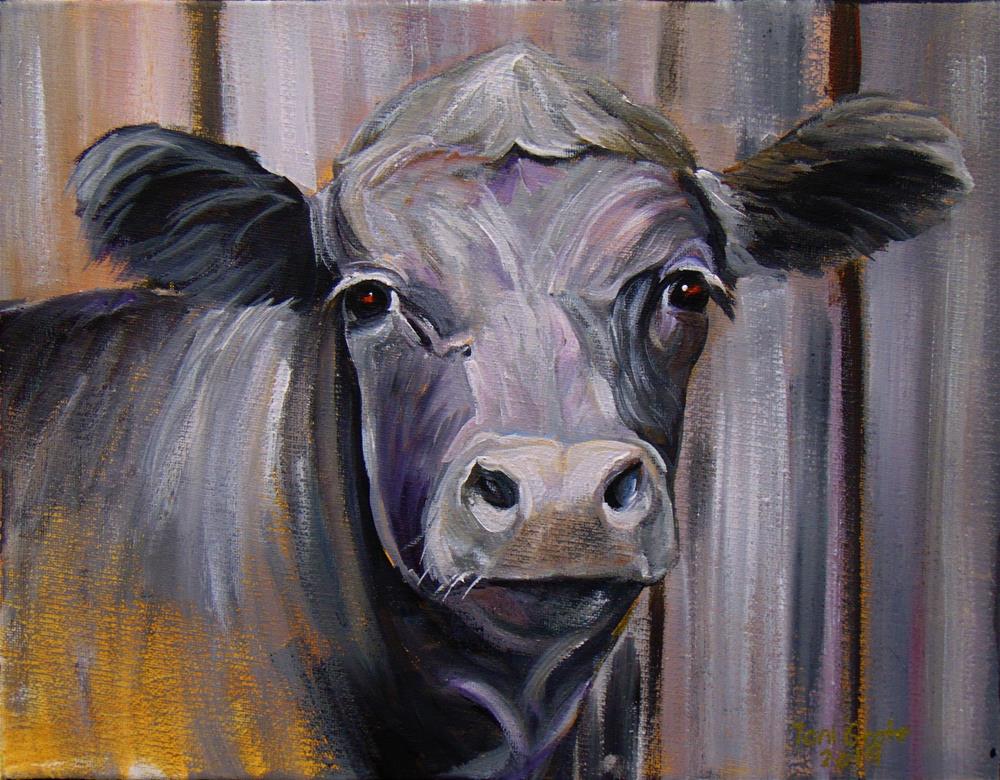 "Angus Cow Farm Art Original Paintin..." by Toni Grote