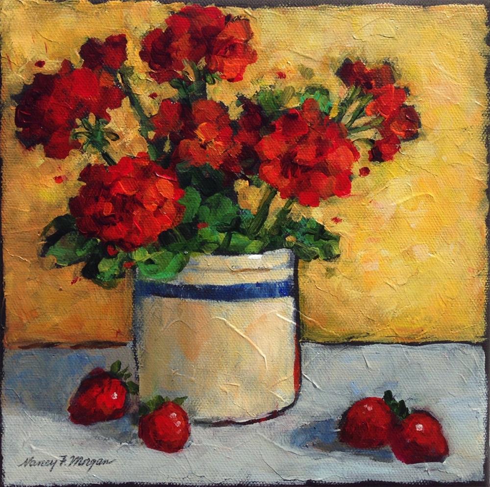 "Geraniums and Strawberries" by Nancy F. Morgan