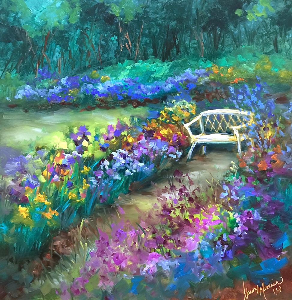 "This Space Reserved ~ Iris Garden" by Nancy Medina
