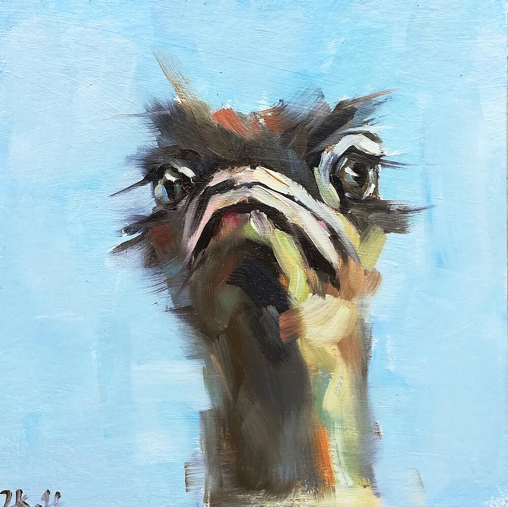 "Ostrich Painting Bird Artwork" by Zhanna Kan