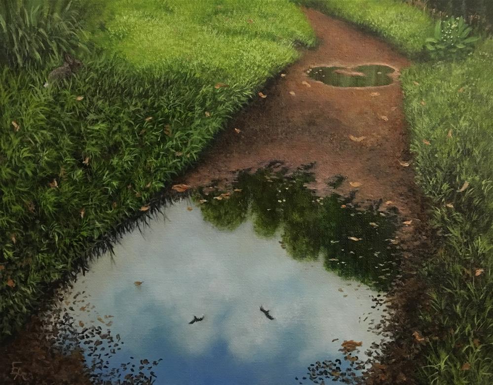 "Puddle View, Framed" by Elizabeth Elgin