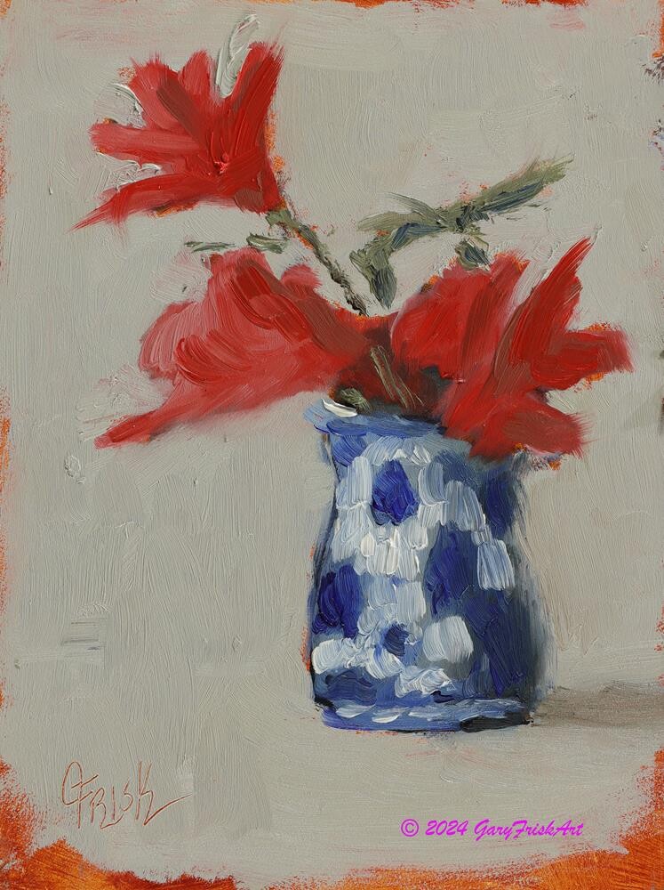 "Azaleas and Bleu Vase" by Gary Frisk