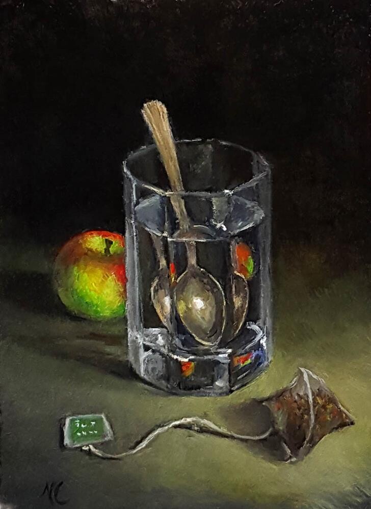 "Still Life with Silver Spoon in Gla..." by Natalia Clarke