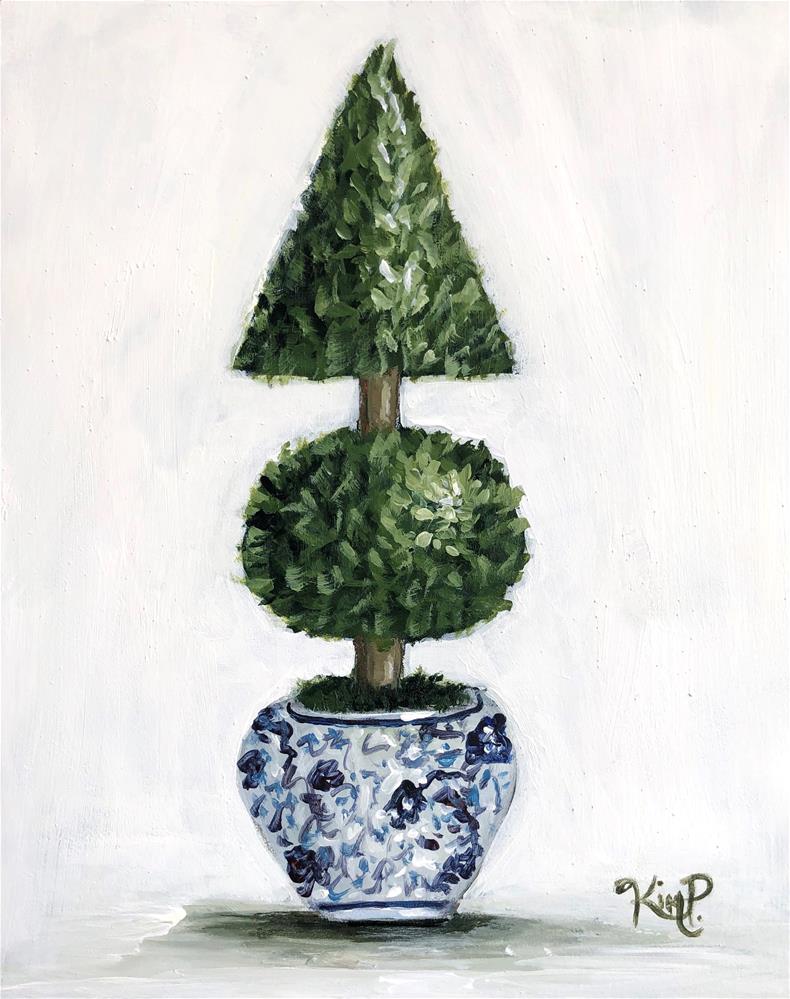 "Topiary in Blue And White Planter" by Kim Peterson