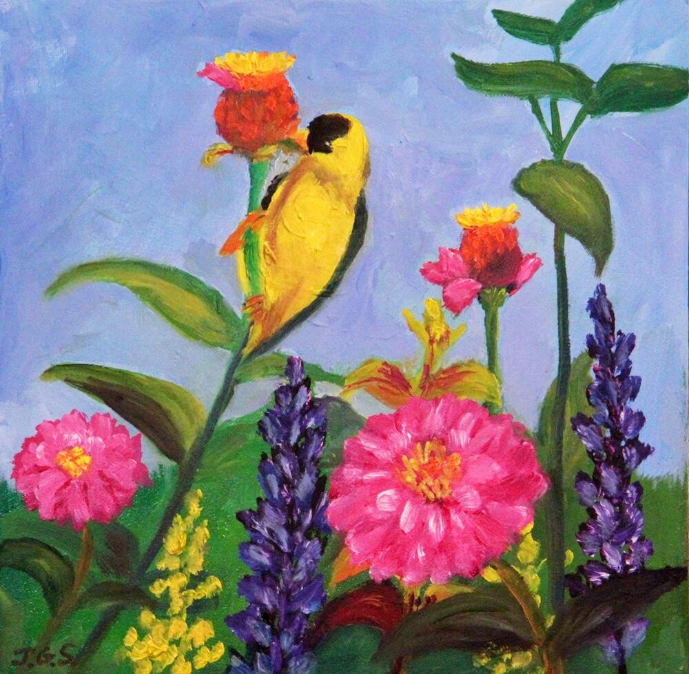 "Goldfinch Eating" by Janet Sammons