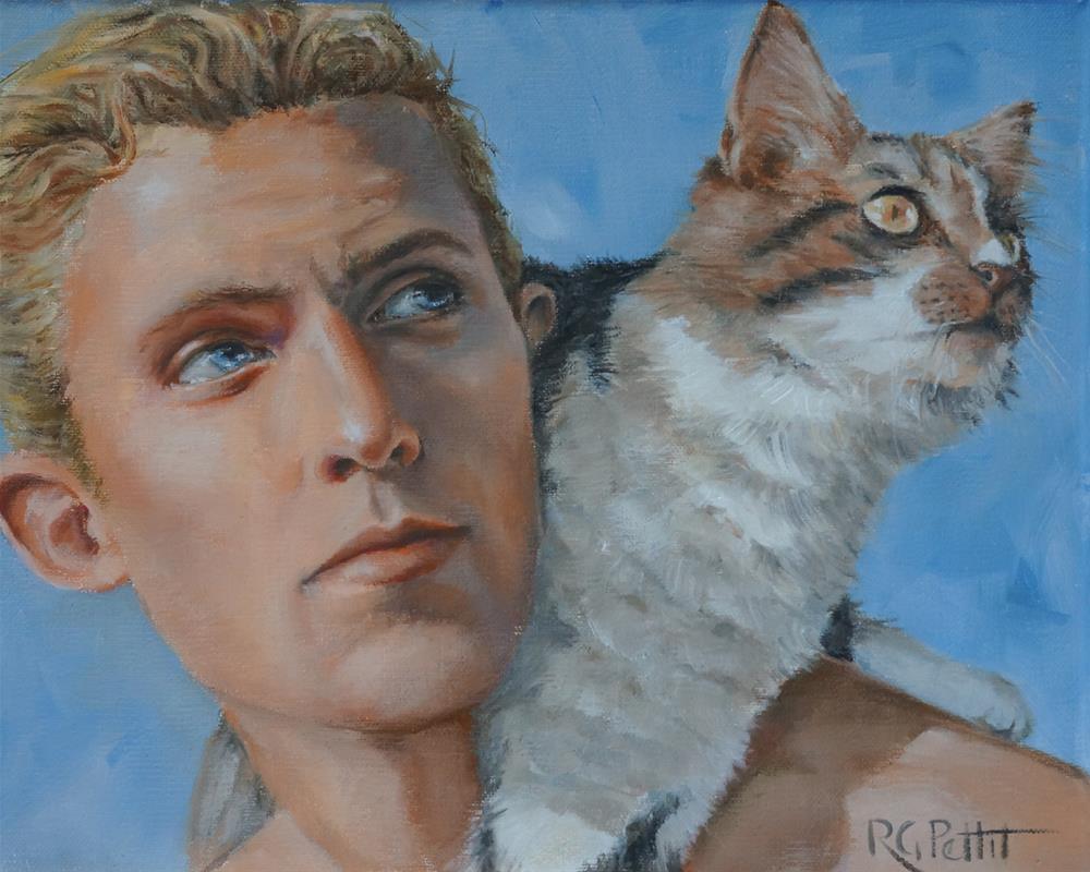 "Man with His Cat" by Rhea Groepper Pettit