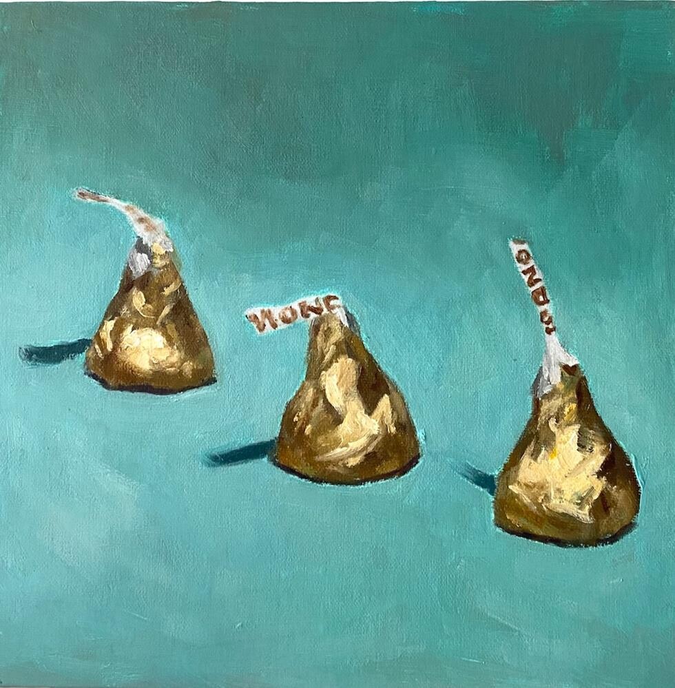 "Gold Kisses on Teal" by Jennifer Baylis
