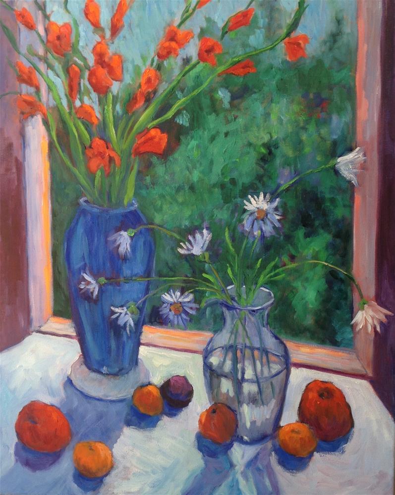 "Gladiolas and daisies" by Susan Guzzetta
