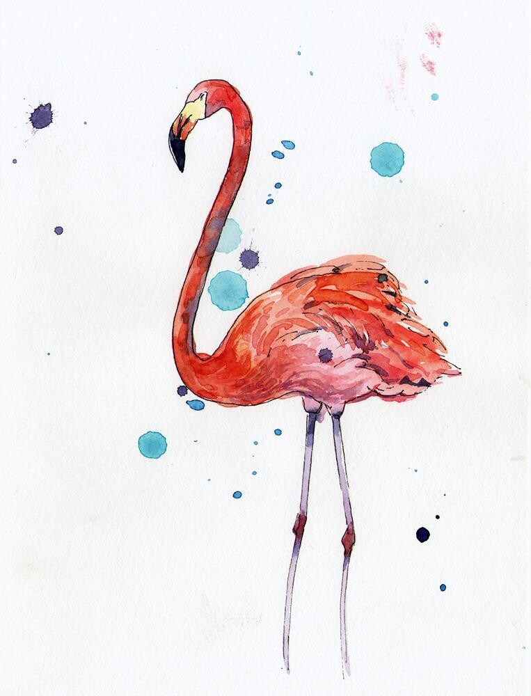 "Pink Flamingo Original Watercolor P..." by Bogdan Shiptenko