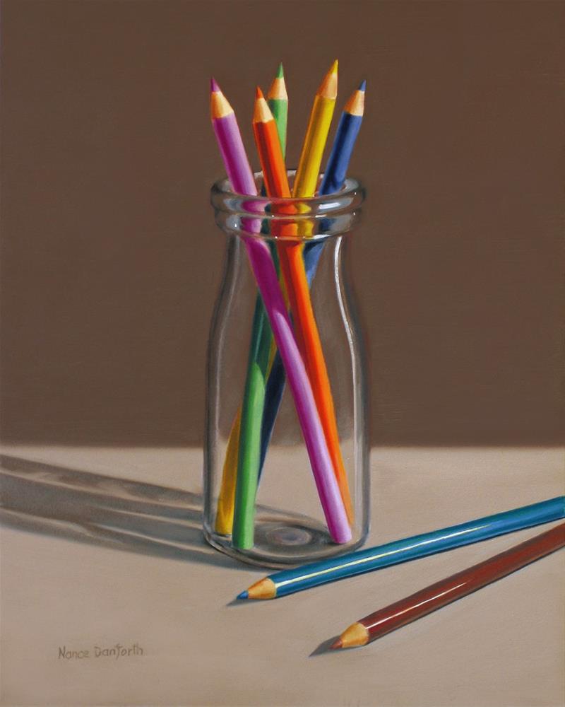"Colored Pencils in Cream Bottle III" by Nance Danforth
