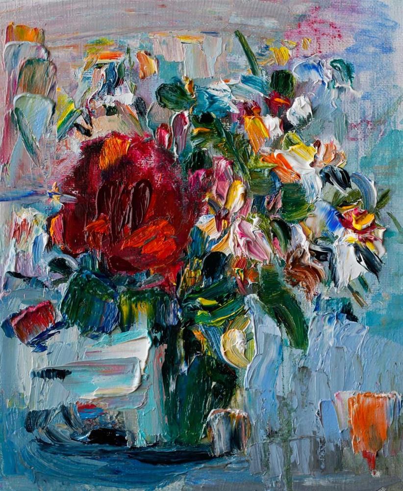 "Bouquet of Red Rose and Jasmine Flo..." by Anna Mikhaylova