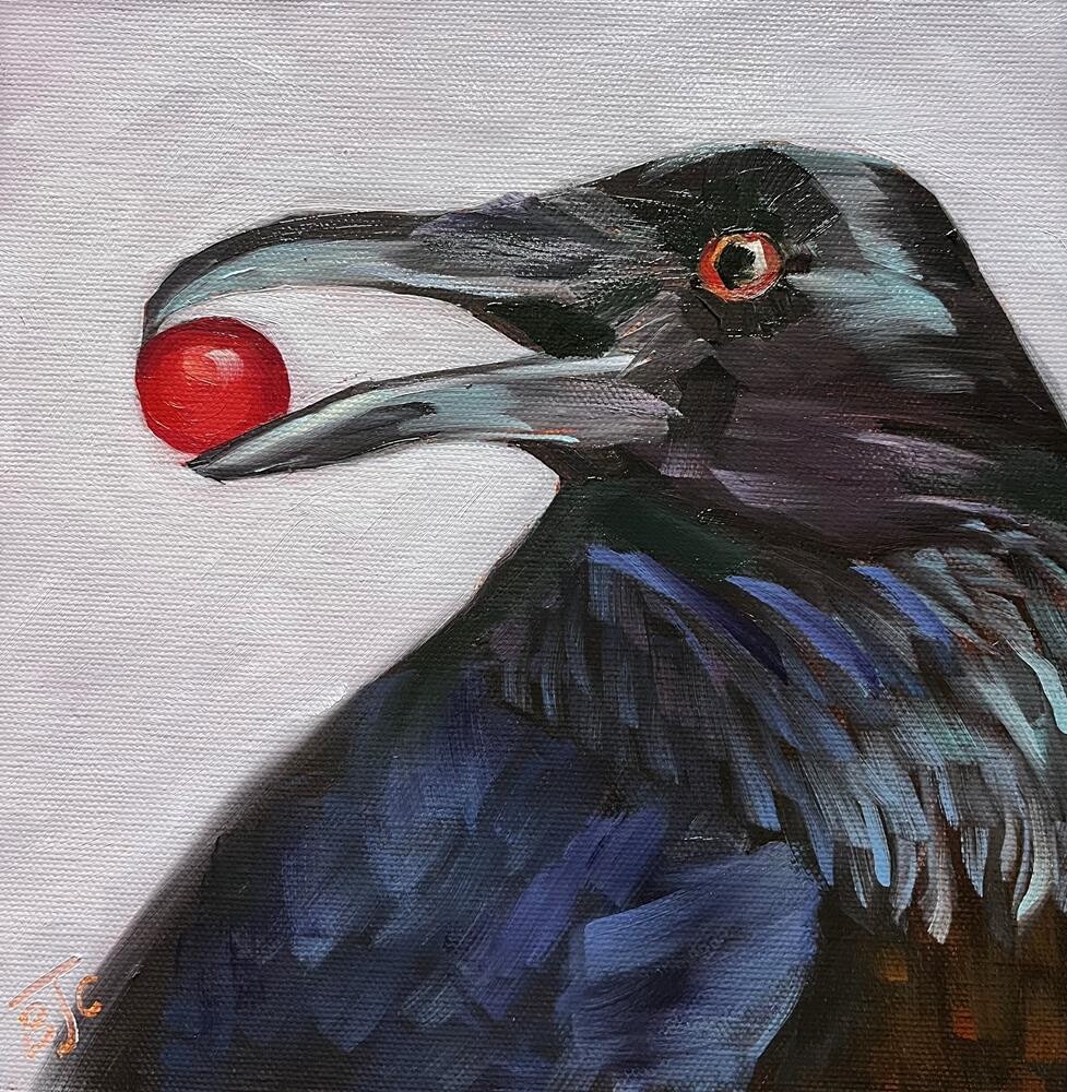 "Raven with Berry" by Bobbie Cook