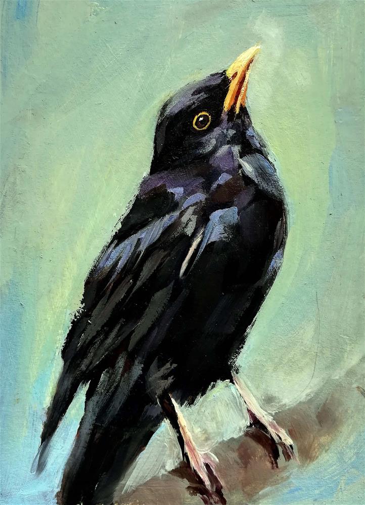 "Blackbird oil painting Original Sma..." by Zhanna Kan
