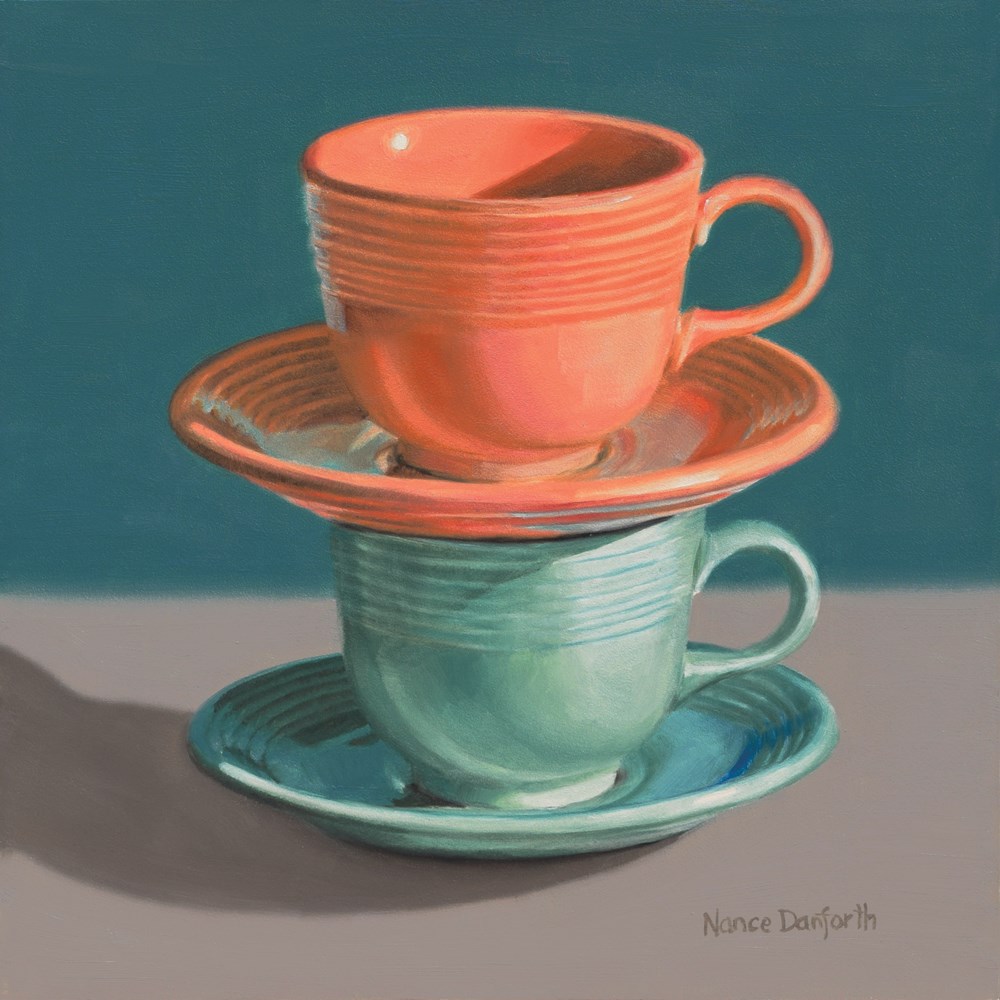 "Two Fiesta Cups And Saucers" by Nance Danforth